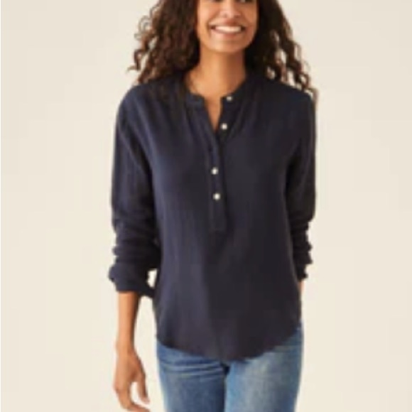 J. Jill | Tops | J Jill Half Button Down Black Tunic With Side Splits | Poshmark